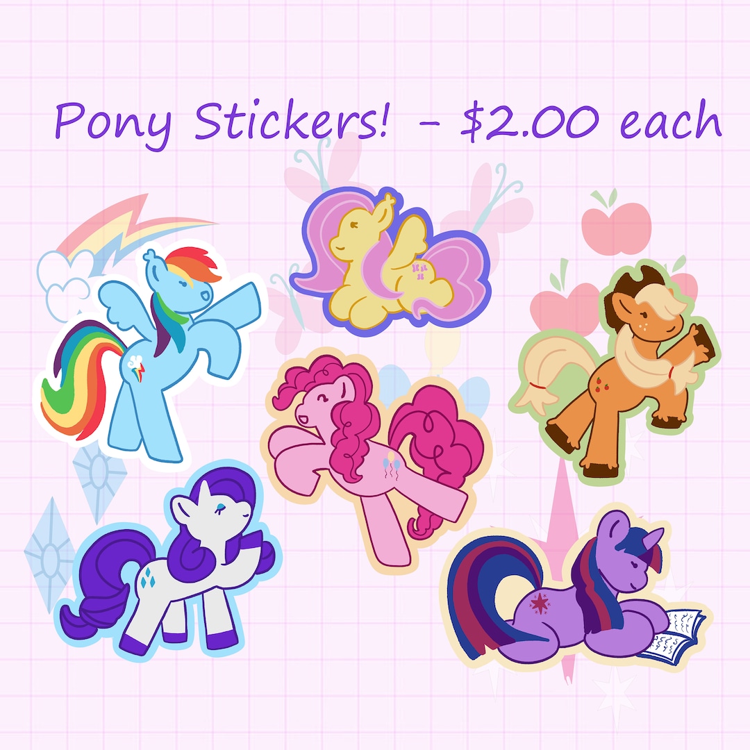 Pony Stickers! - Main Six - Twilight Sparkle, Rarity, Applejack, Pinkie ...