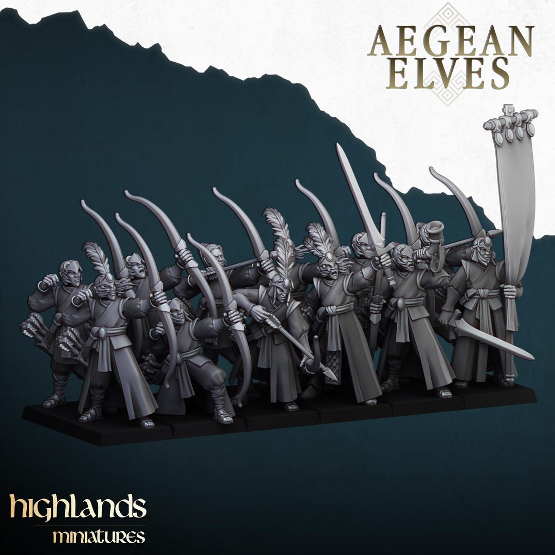 Aegean Elves Archers Unit X 10 - Highlands Miniatures - 32mm Scale ...