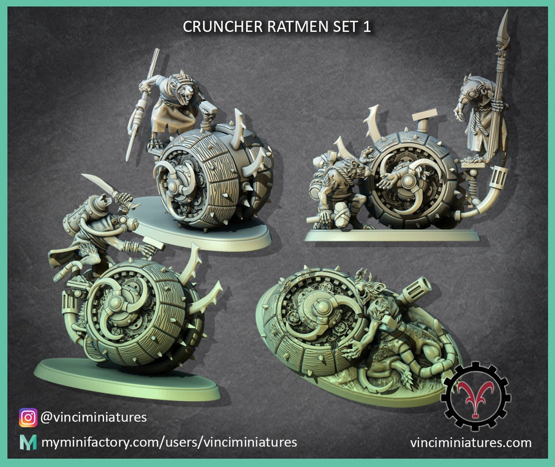 Ratmen Cruncher Wheel - 28mm Scale Proxy for Tabletop Games - Old World ...