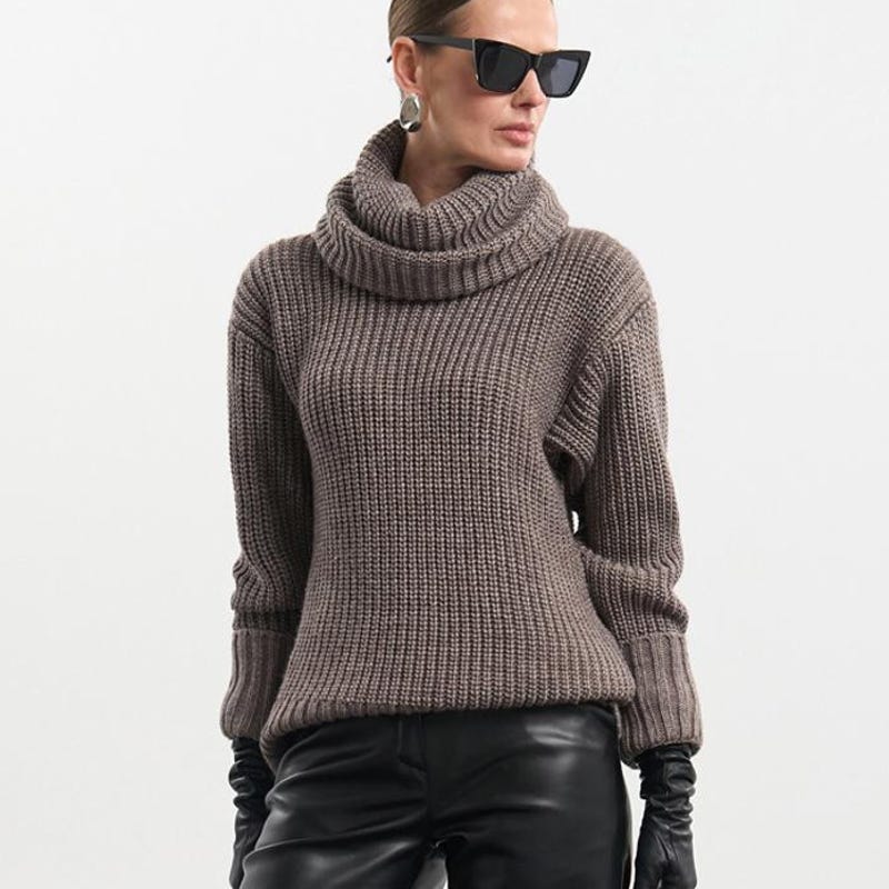 Grey Cowl Neck Jumper - Etsy