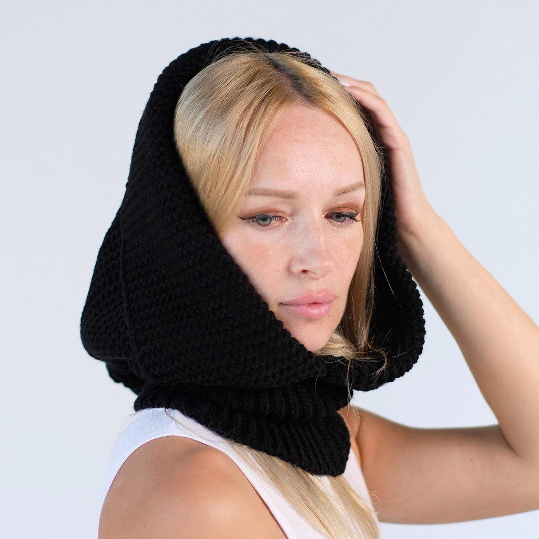 Beige Hood, Knit Balaclava, Hooded Scarf, Turtleneck Hoodie, Hooded ...