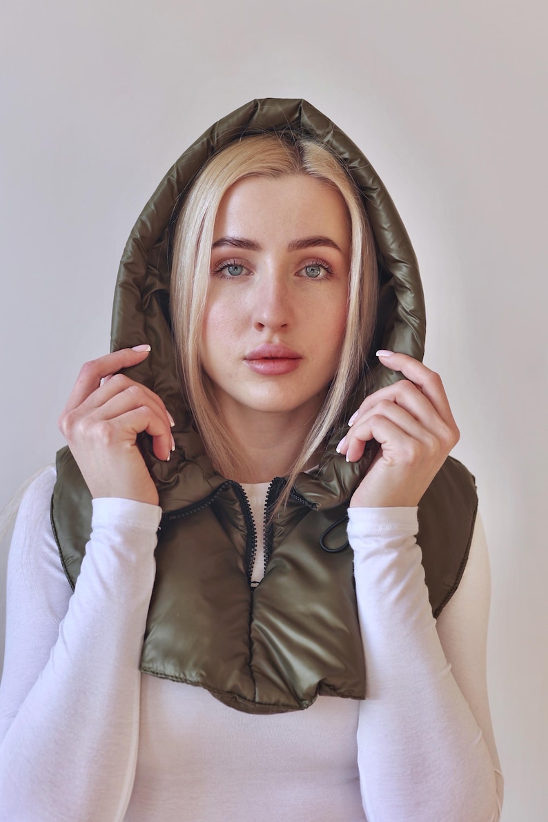 Waterproof Hooded Scarf, Balaclava, Rain Hood, Khaki Hood Cowl ...