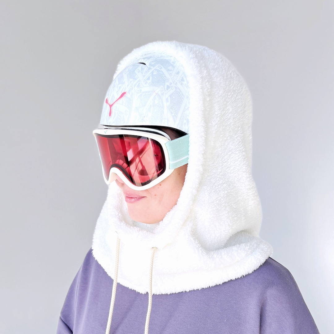 White Sherpa Hood Fits Over Helmet Balaclava Handmade Helmet - Etsy