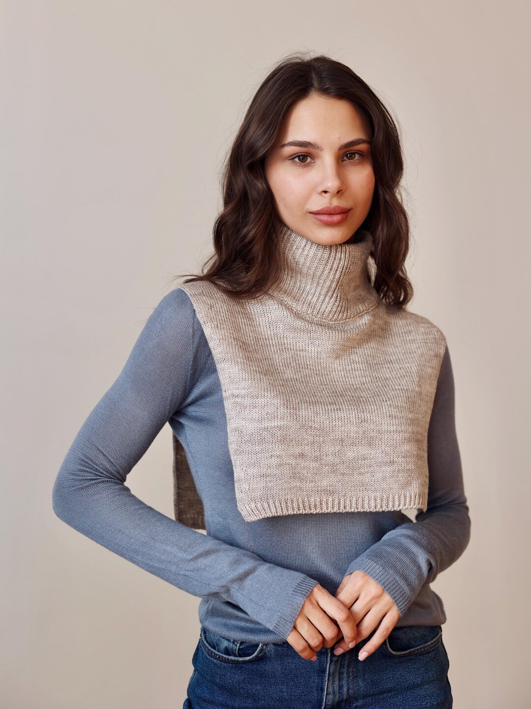 Turtleneck Dickie, Knit Wool Dickie, Dickie Collar, Turtleneck Scarf ...