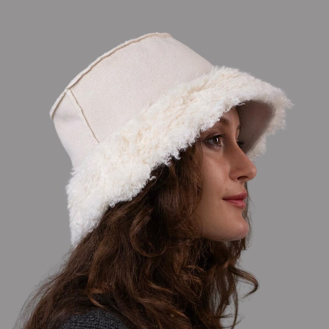 Winter Bucket Hat, Faux Fur Lama Hat, Reversible Bucket Hat, Furry ...