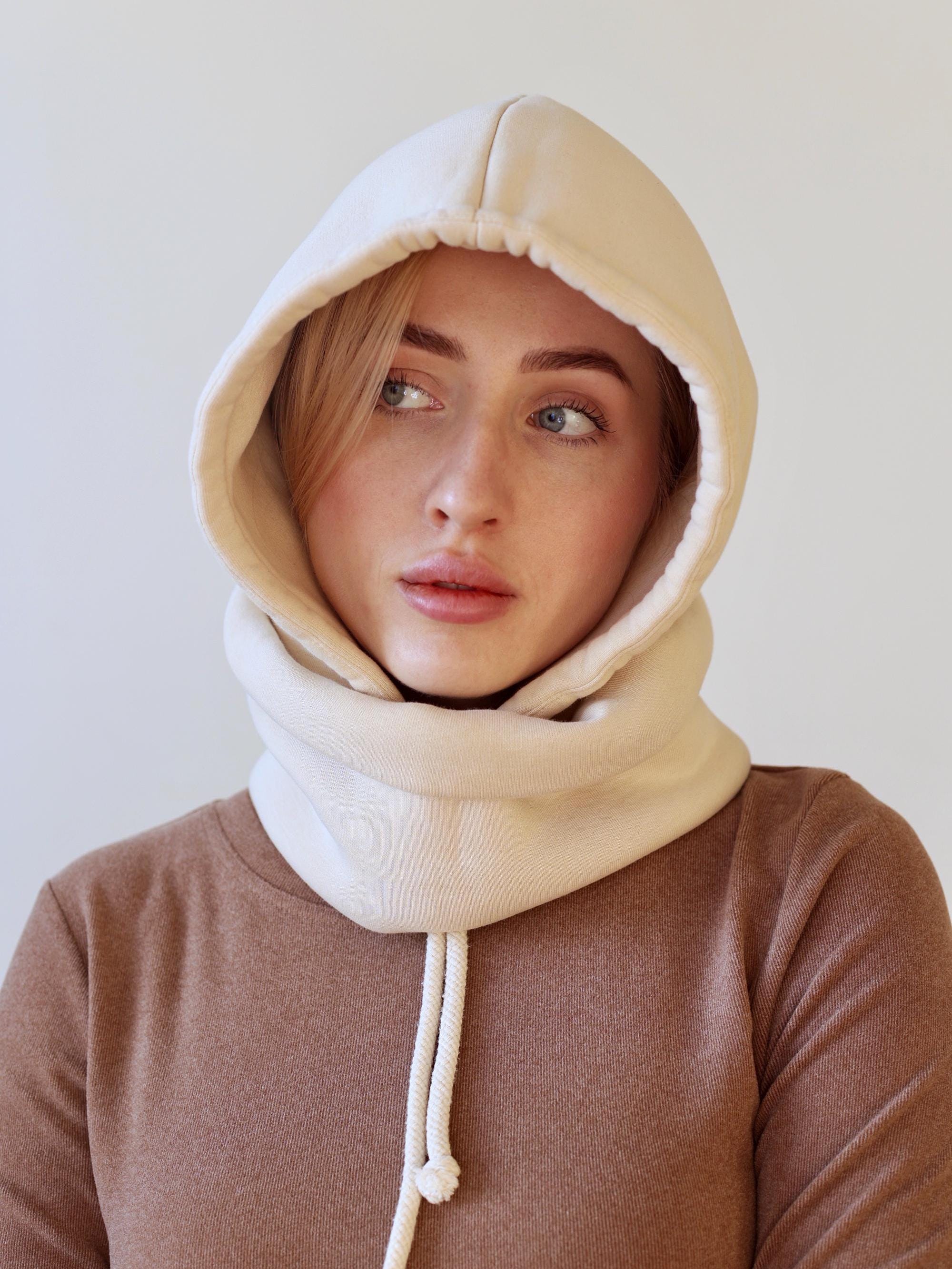 Hooded Scarf Balaclava Winter Face Mask Fleece Hood Warm Head Covering ...