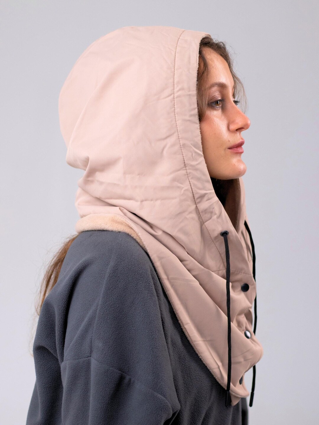 Stylish Practical Hood, Hooded Scarf, Loose Warm Cowl Hood, Drawstring ...