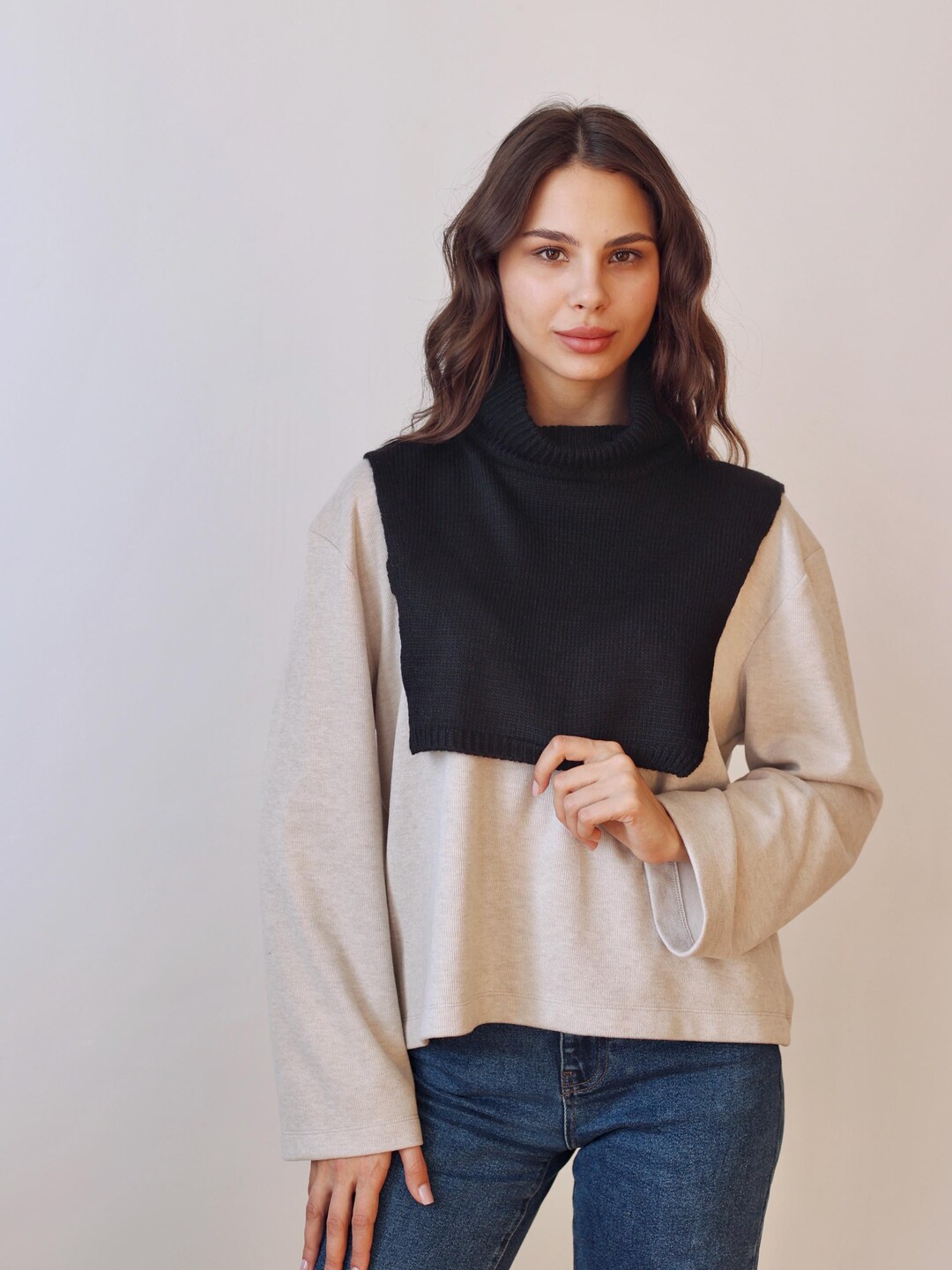 Turtleneck Dickie, Knit Wool Dickie, Dickie Collar, Turtleneck Scarf ...