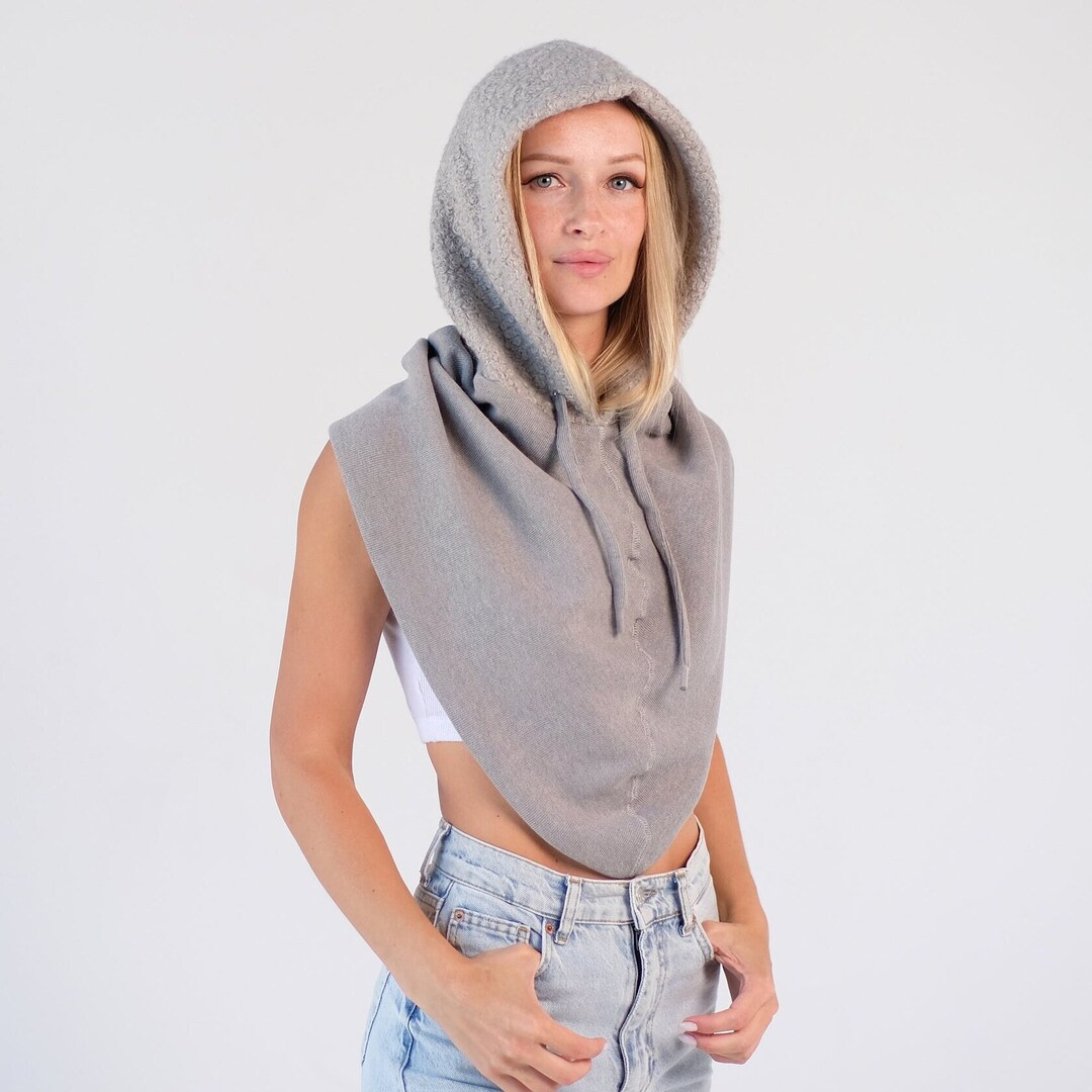 Hooded Scarf, Balaclava Hood, Sherpa Hood, Faux Fur Hooded Cowl, Fleece ...