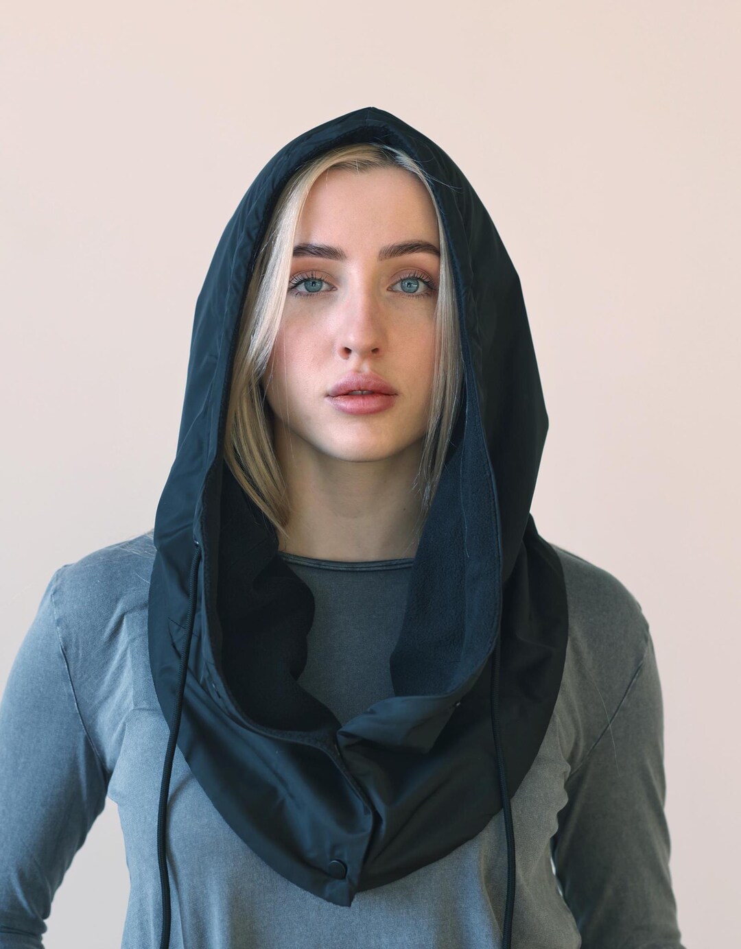Waterproof Hooded Scarf, Warm Fleece Cowl Hood, Hooded Cowl Scarf ...