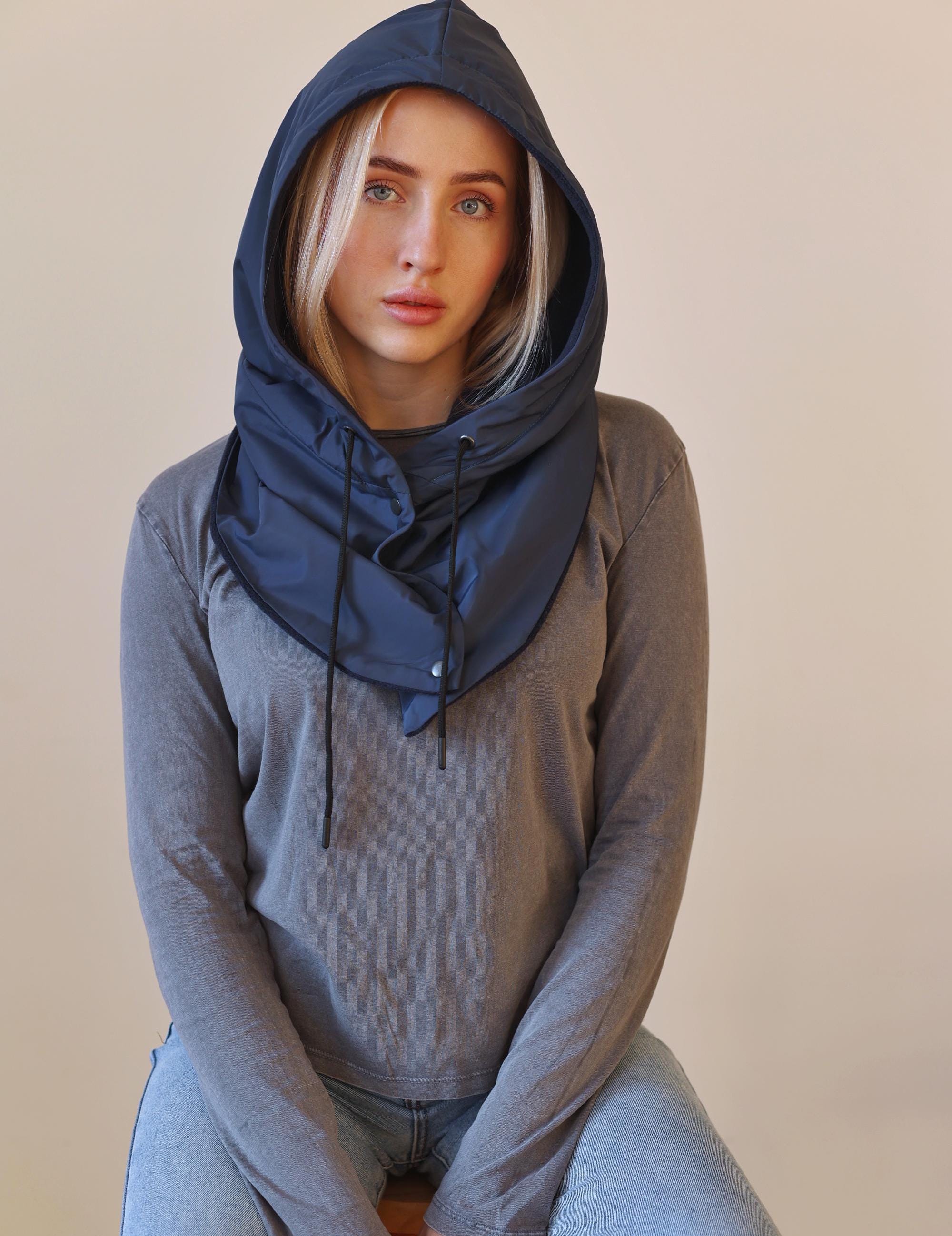 Stylish Practical Hood, Hooded Scarf, Loose Warm Cowl Hood, Drawstring ...