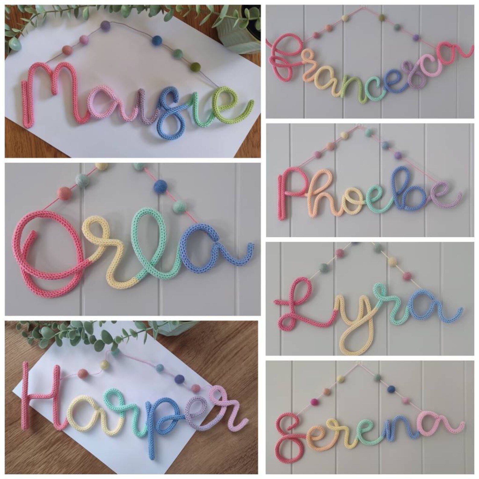 Rainbow Name Signs Pastel Rainbow Knitted Wire Names - Etsy UK
