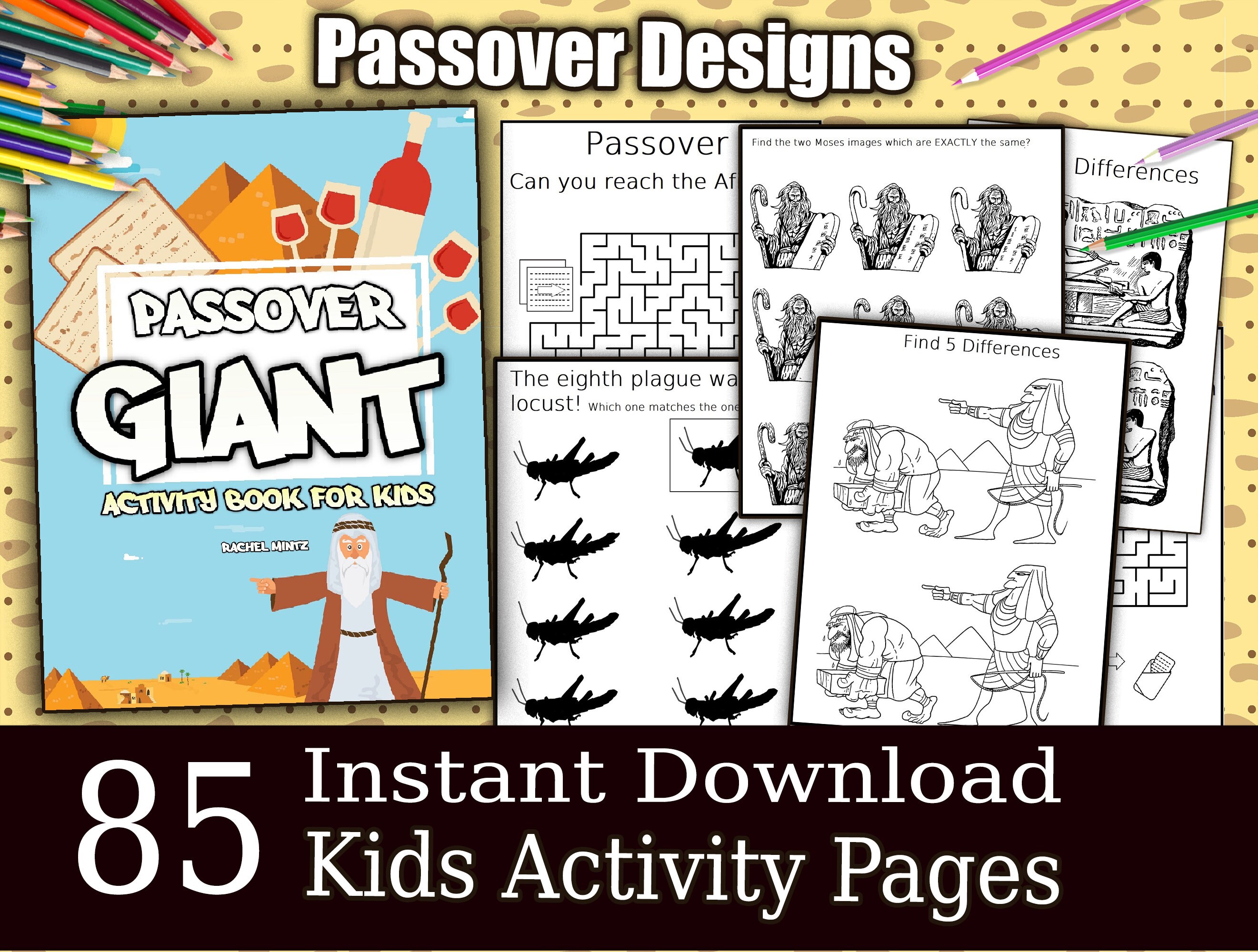 BEST VALUE | 85 Passover Activity & Coloring Pages for Kids and ...