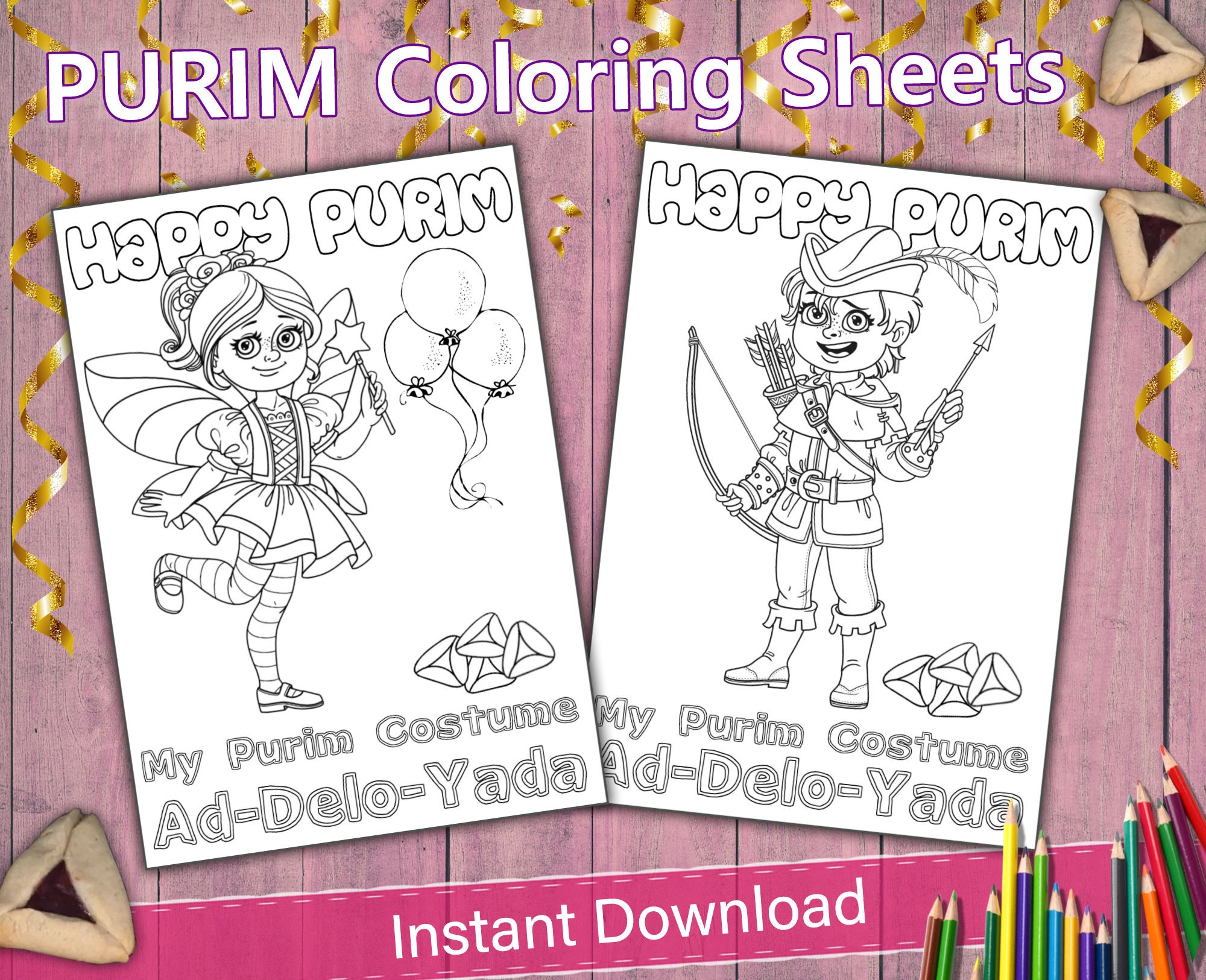 15 PURIM Coloring Pages for KIDS, Purim Holiday Activity Pages to ...