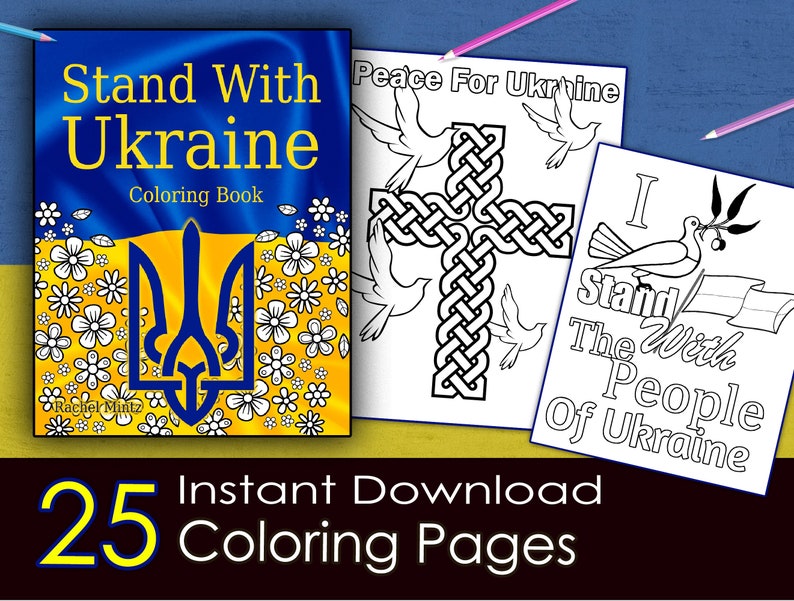 Stand With Ukraine Coloring Book, Support Ukraine, 25 Colouring Sheets ...