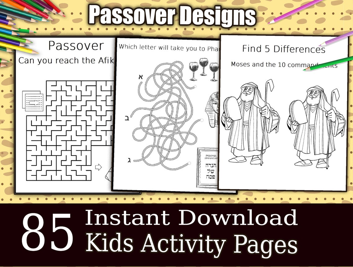 BEST VALUE 85 Passover Activity & Coloring Pages for Kids and Children ...