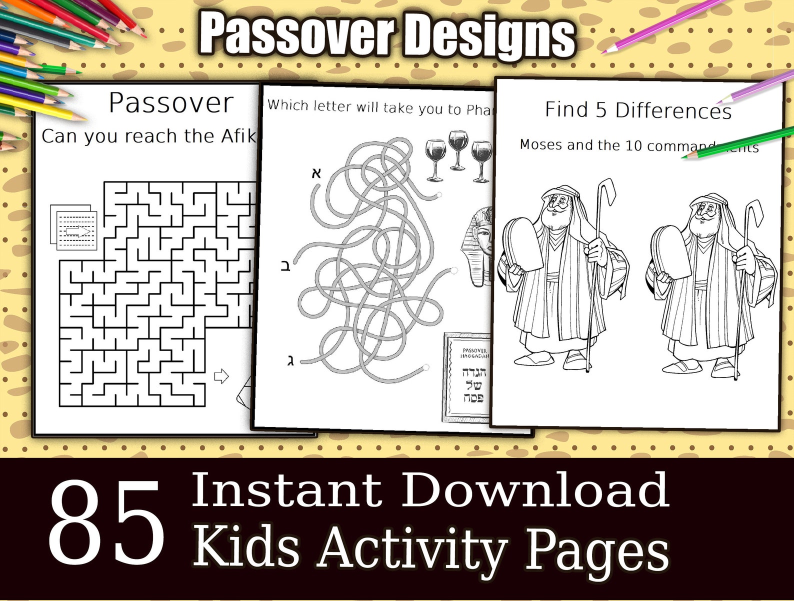BEST VALUE | 85 Passover Activity & Coloring Pages for Kids and ...