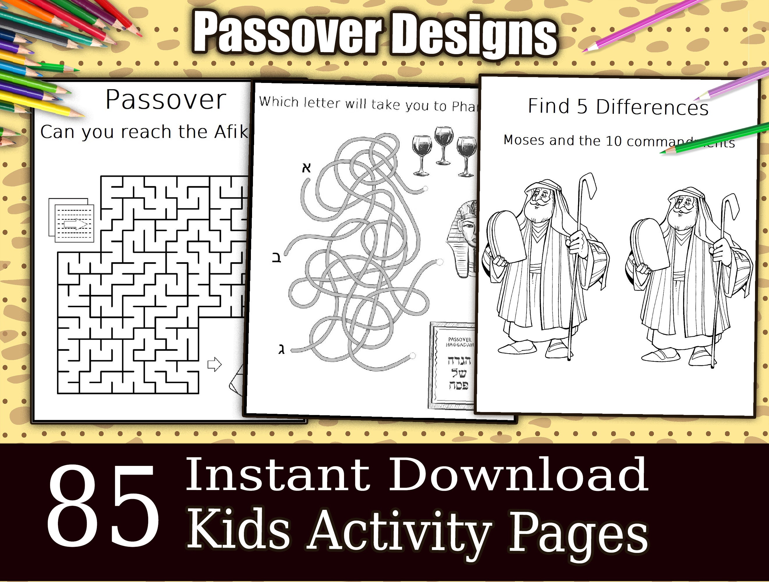 BEST VALUE 85 Passover Activity & Coloring Pages for Kids and Children ...