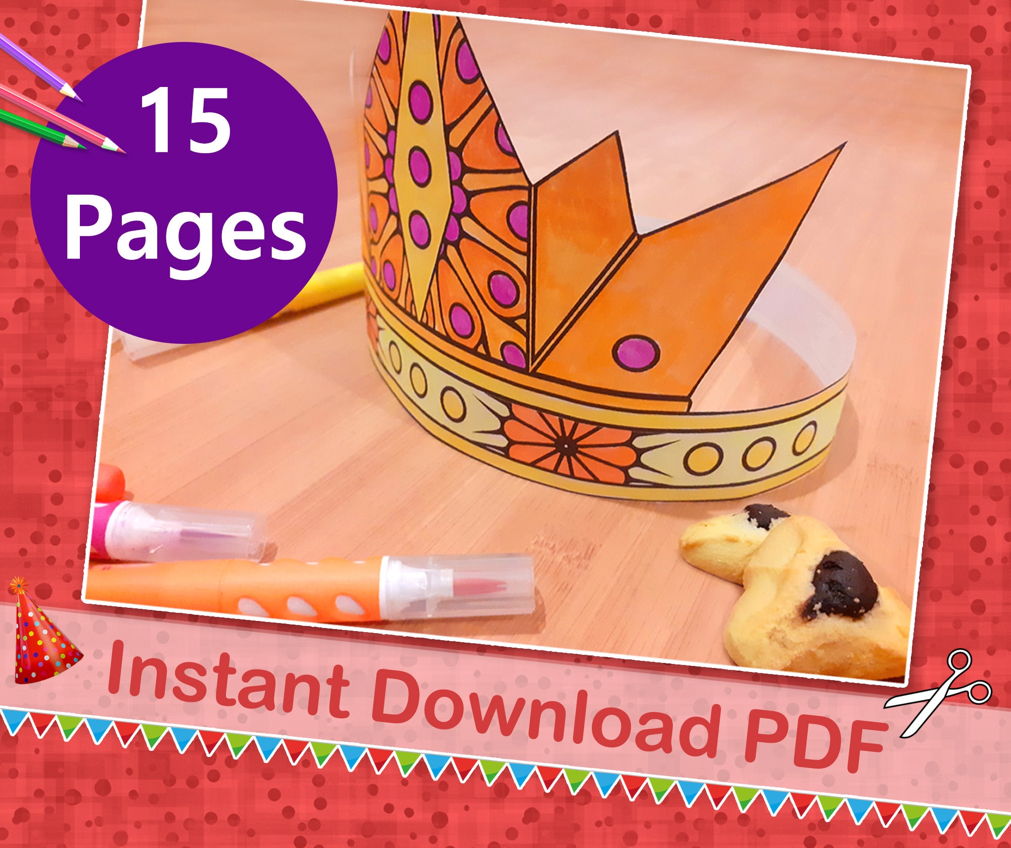15 Purim Crowns for Kids, Jewish Holiday Activity Pages to Color and ...