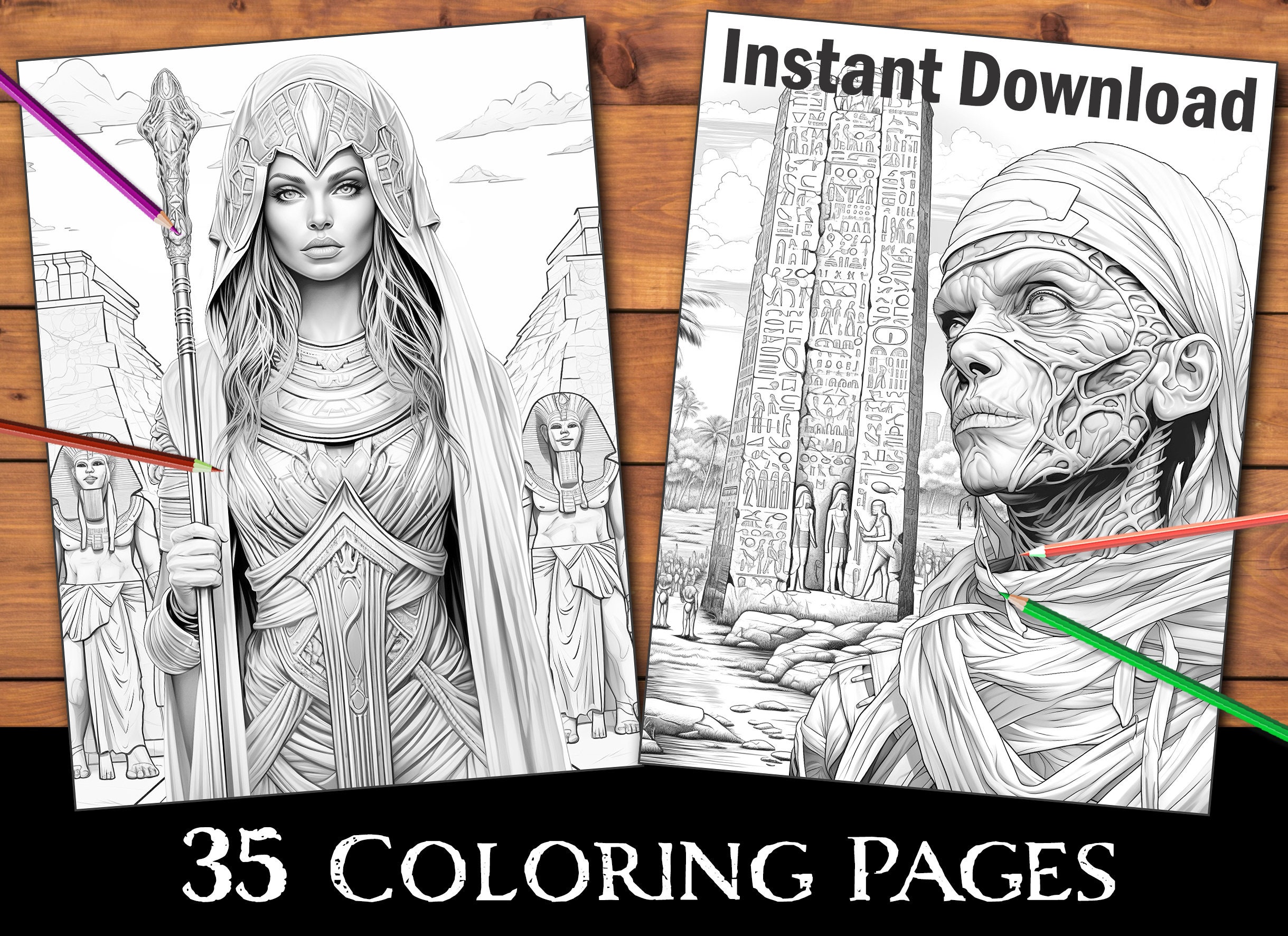 Mummies 35 Coloring Pages Ancient Egypt Crypt Horror Creepy - Etsy