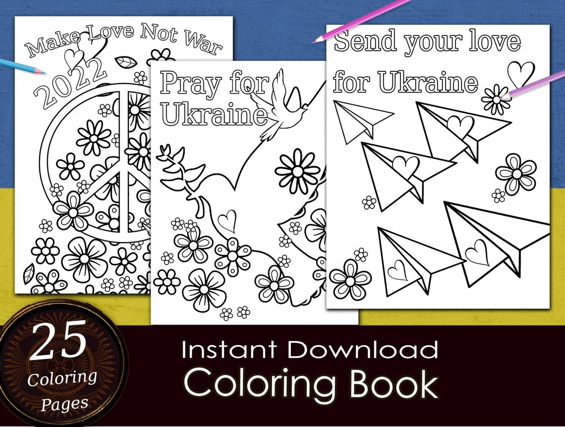 Stand With Ukraine Coloring Book, Support Ukraine, 25 Colouring Sheets ...