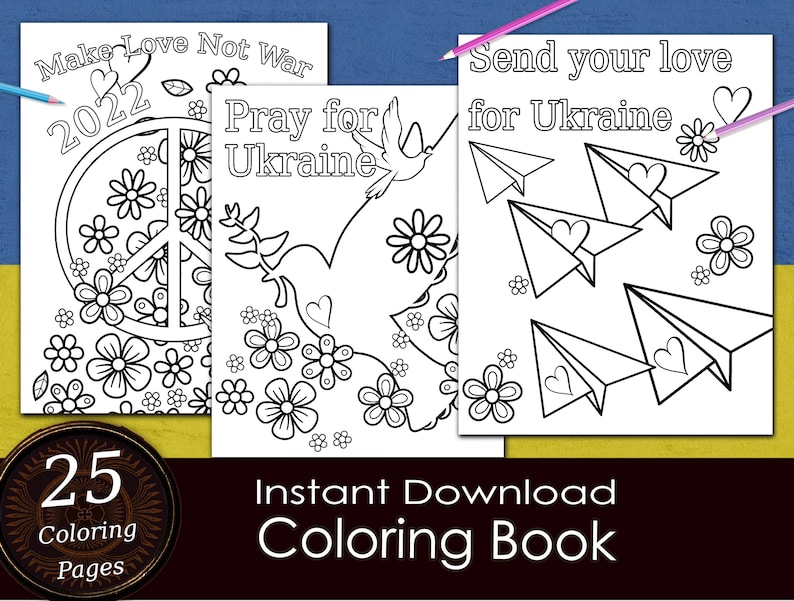 Stand With Ukraine Coloring Book, Support Ukraine, 25 Colouring Sheets ...