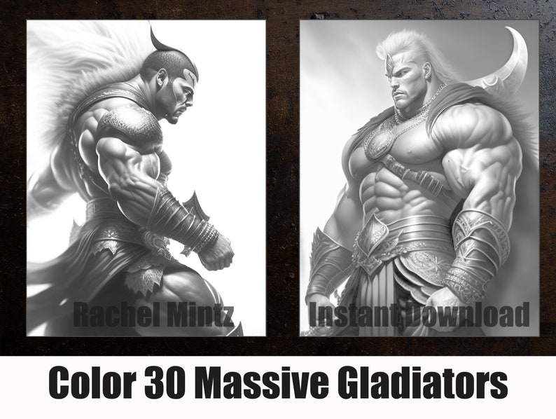 30 Muscular Gladiators Coloring Book, Fantasy Warriors, Men & Women ...