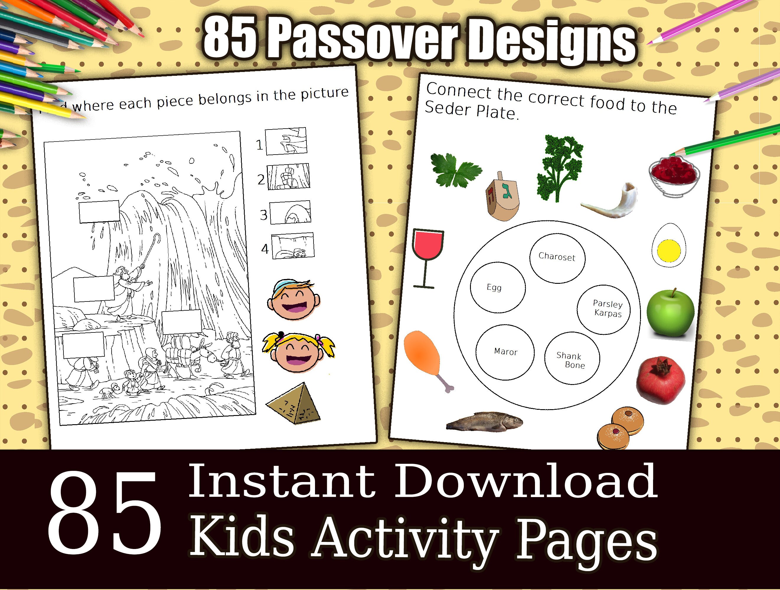 BEST VALUE 85 Passover Activity & Coloring Pages for Kids and Children ...