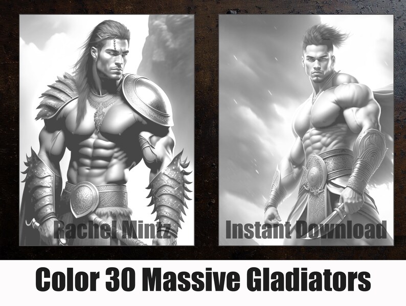 30 Muscular Gladiators Coloring Book, Fantasy Warriors, Men & Women ...