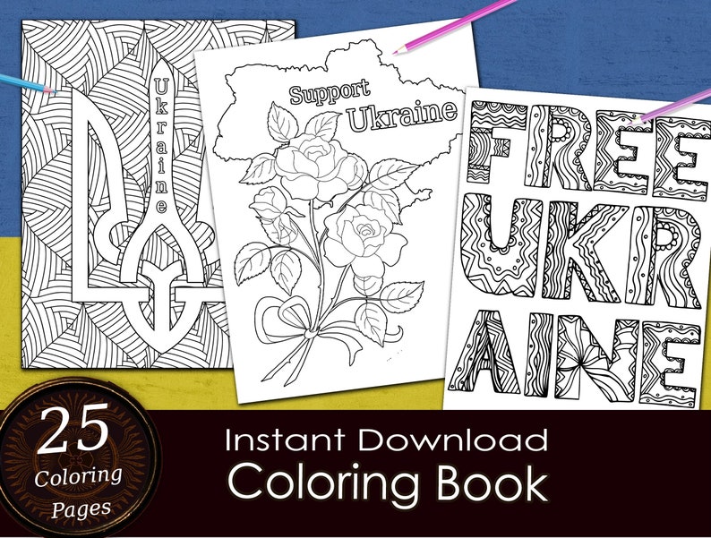 Stand With Ukraine Coloring Book, Support Ukraine, 25 Colouring Sheets ...
