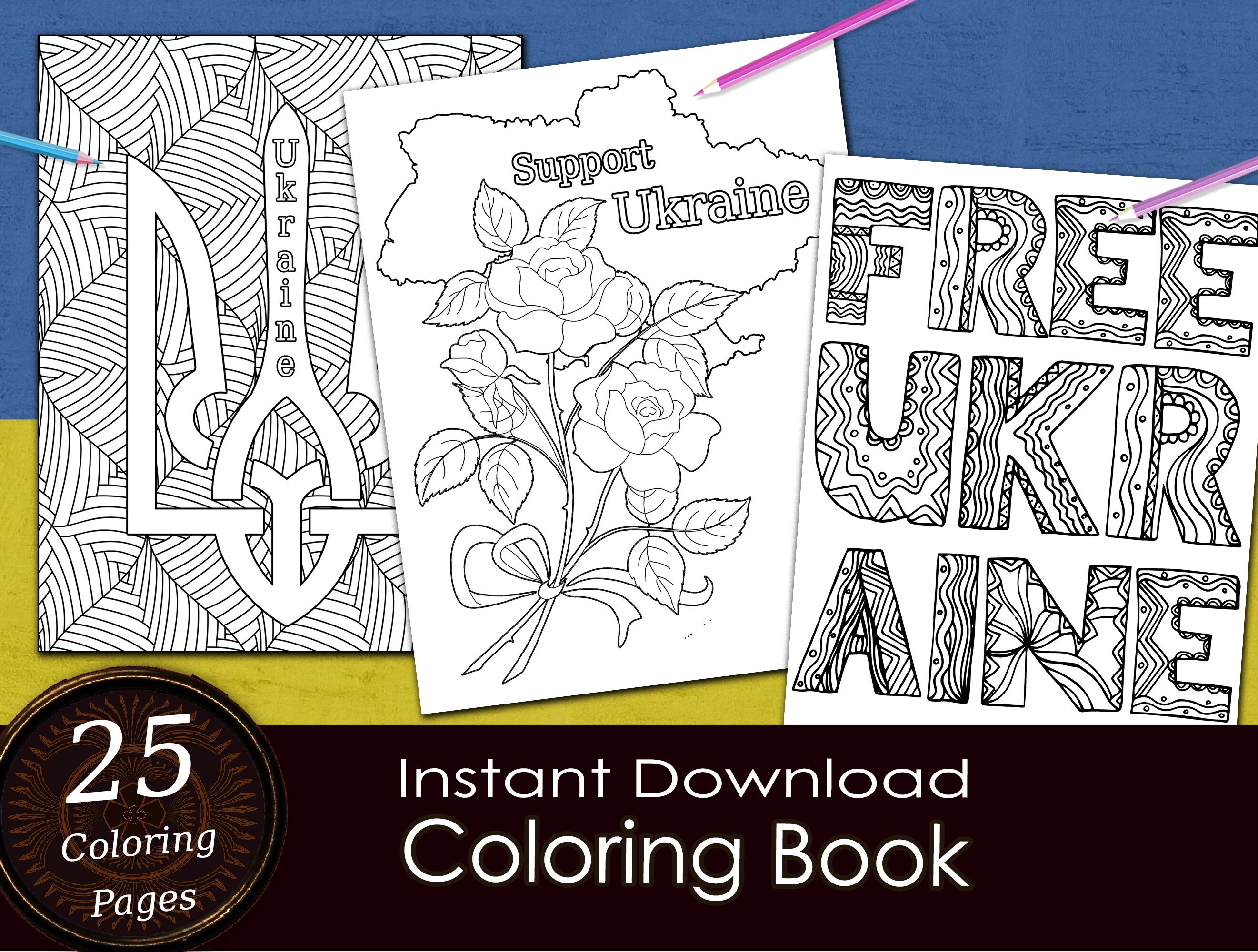 Stand With Ukraine Coloring Book, Support Ukraine, 25 Colouring Sheets ...