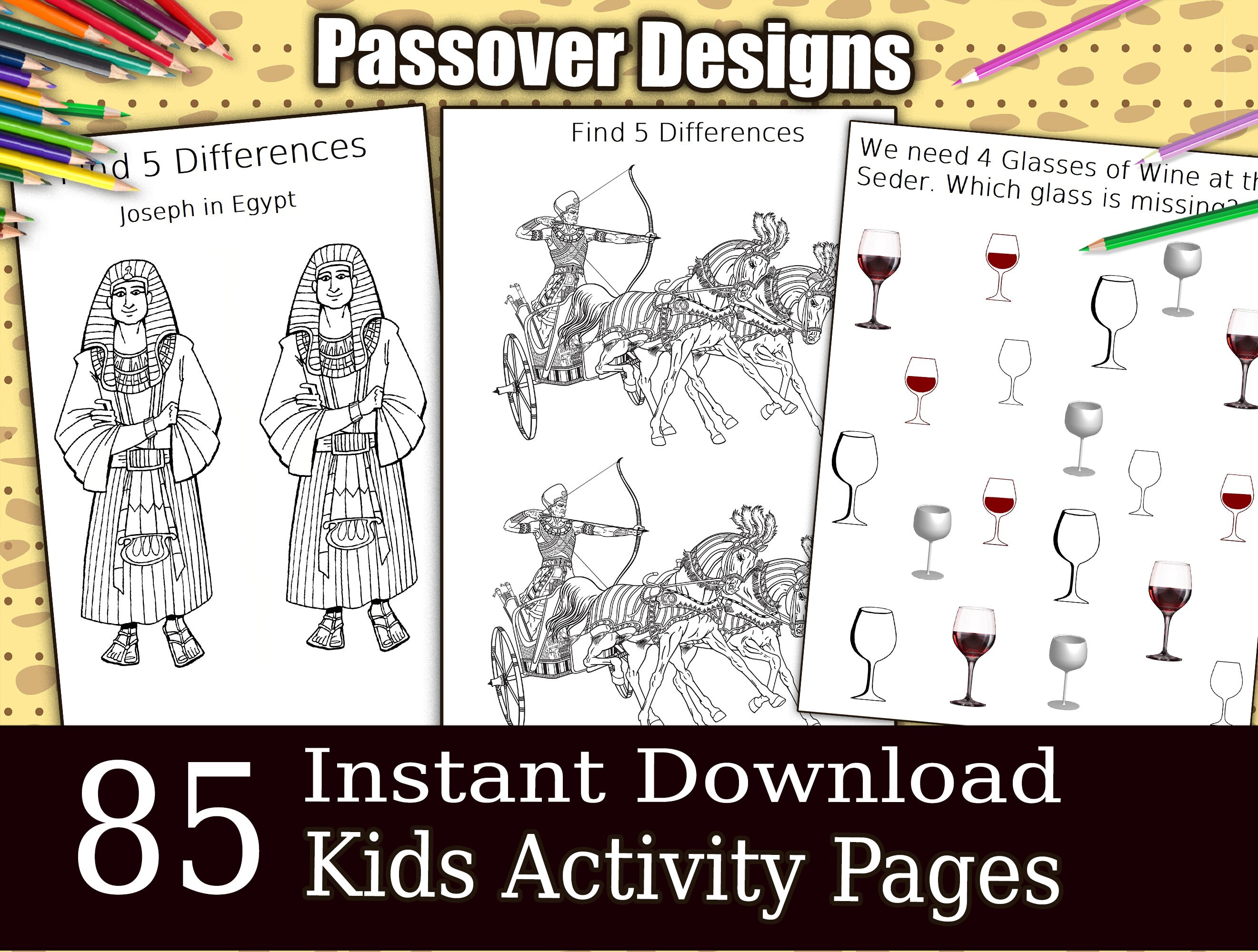 BEST VALUE | 85 Passover Activity & Coloring Pages for Kids and ...