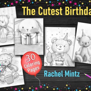 Rachel Mintz Grayscale Coloring Book, Cute Animals (PDF) - Etsy