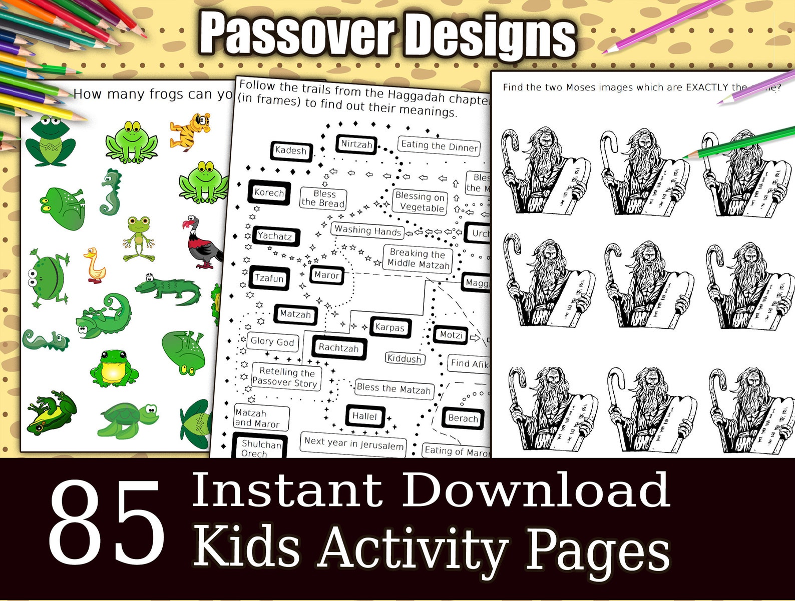 BEST VALUE 85 Passover Activity & Coloring Pages for Kids and Children ...