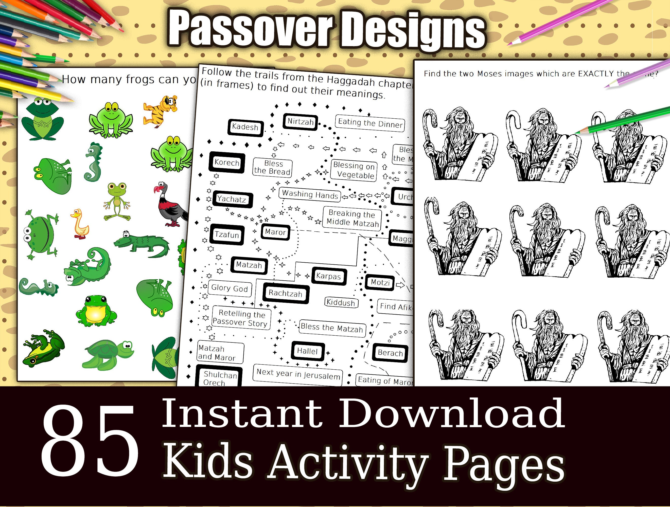 BEST VALUE 85 Passover Activity & Coloring Pages for Kids and Children ...