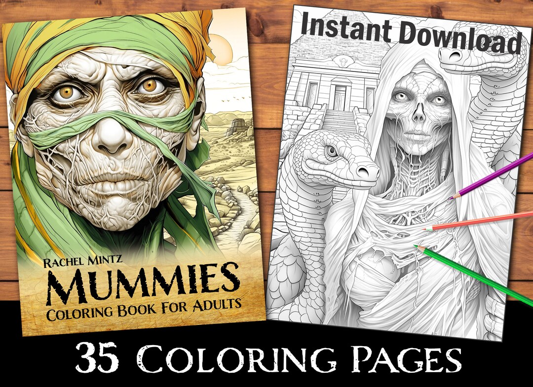 Mummies 35 Coloring Pages Ancient Egypt Crypt Horror, Creepy Female Zombies, Egyptian Queens ...