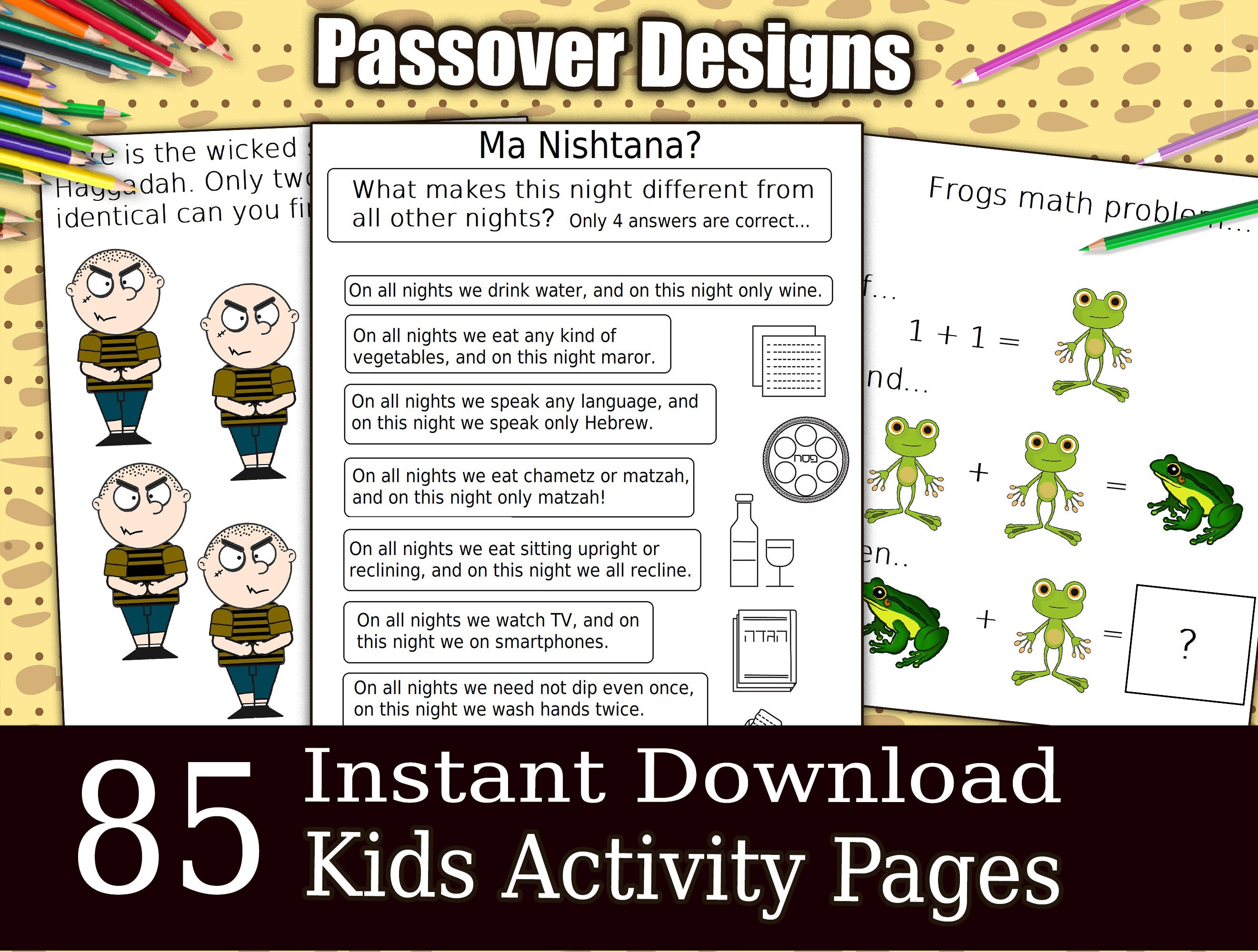 BEST VALUE 85 Passover Activity & Coloring Pages for Kids and Children ...