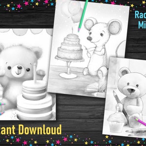 Rachel Mintz Grayscale Coloring Book, Cute Animals (PDF) - Etsy