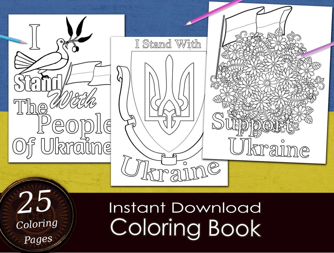 Stand With Ukraine Coloring Book, Support Ukraine, 25 Colouring Sheets ...