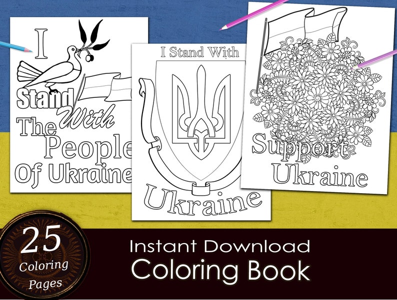 Stand With Ukraine Coloring Book, Support Ukraine, 25 Colouring Sheets ...