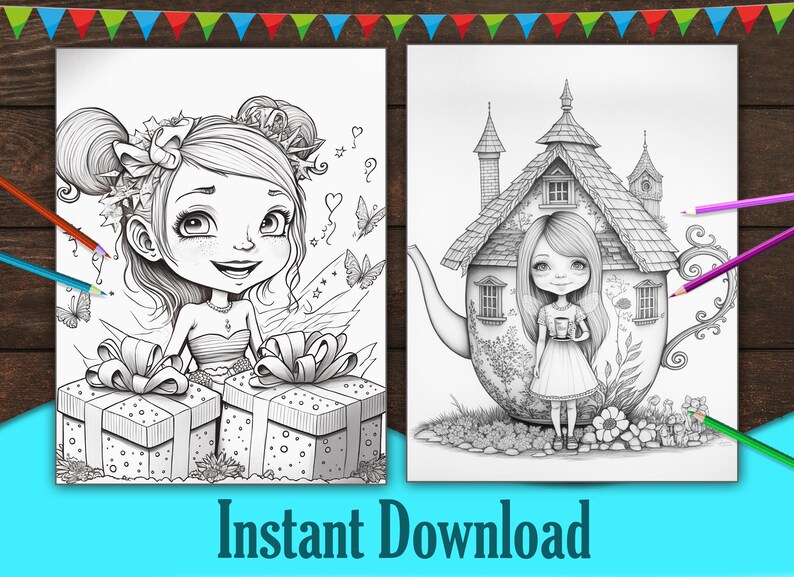 30 Cute Fairies & Cupcakes to Color Sweet Fairy Girls Treats - Etsy