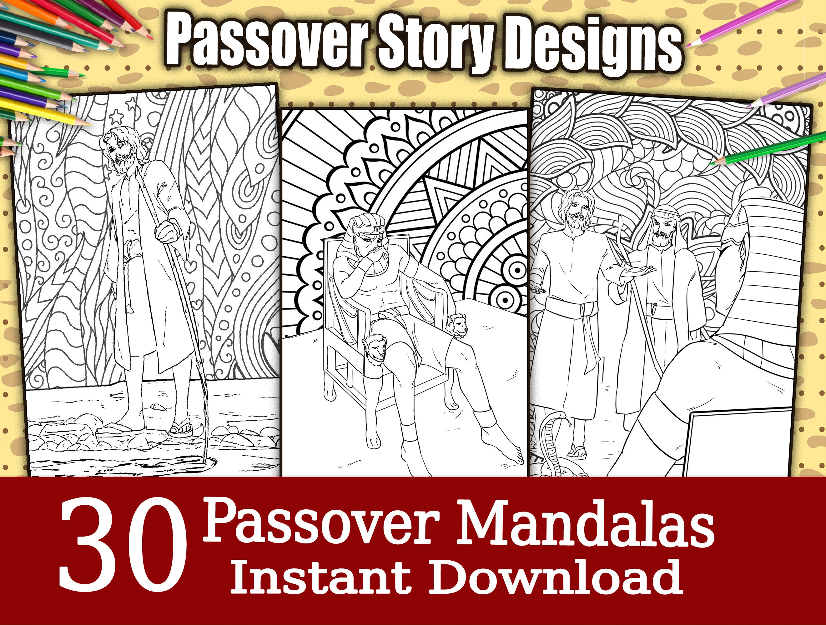 30 Passover Coloring Pages for Adults, Passover Exodus Book With ...
