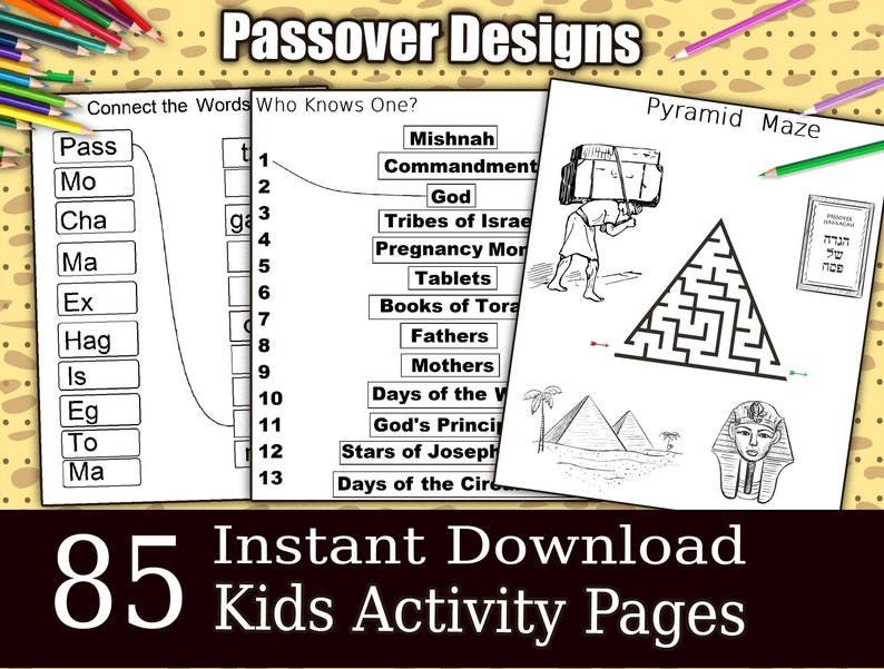 BEST VALUE | 85 Passover Activity & Coloring Pages for Kids and ...