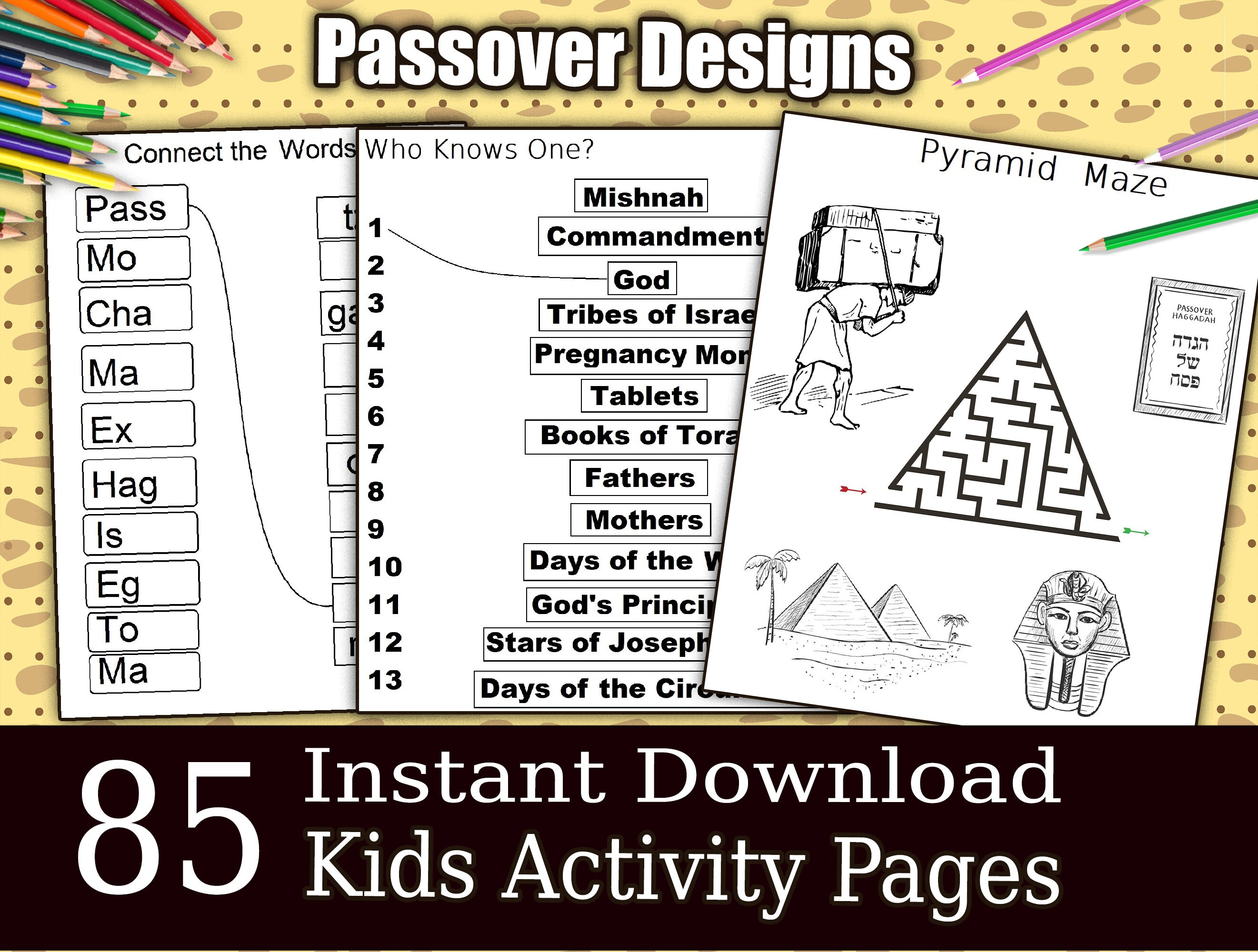 BEST VALUE 85 Passover Activity & Coloring Pages for Kids and Children ...