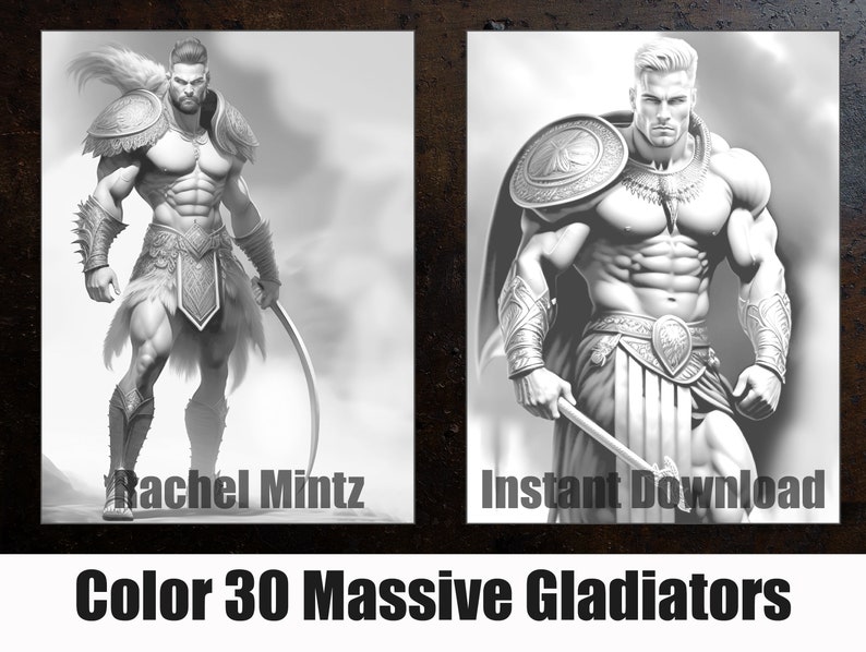 30 Muscular Gladiators Coloring Book, Fantasy Warriors, Men & Women ...