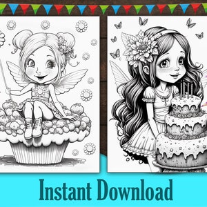 30 Cute Fairies & Cupcakes to Color, Sweet Fairy Girls, Treats and ...