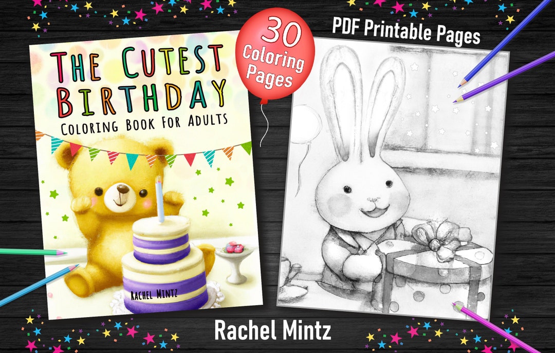 Rachel Mintz Grayscale Coloring Book, Cute Animals (PDF) - Etsy