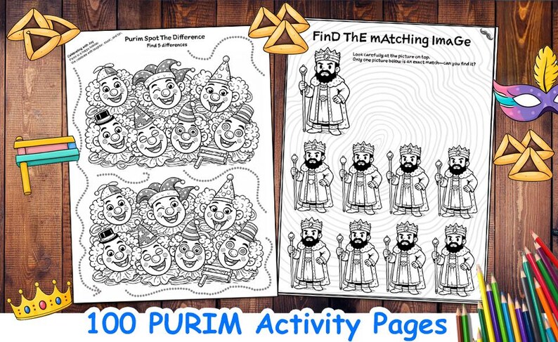 100 Purim Activity Pages for Screens Free Kids, Print at Home, Megillat ...