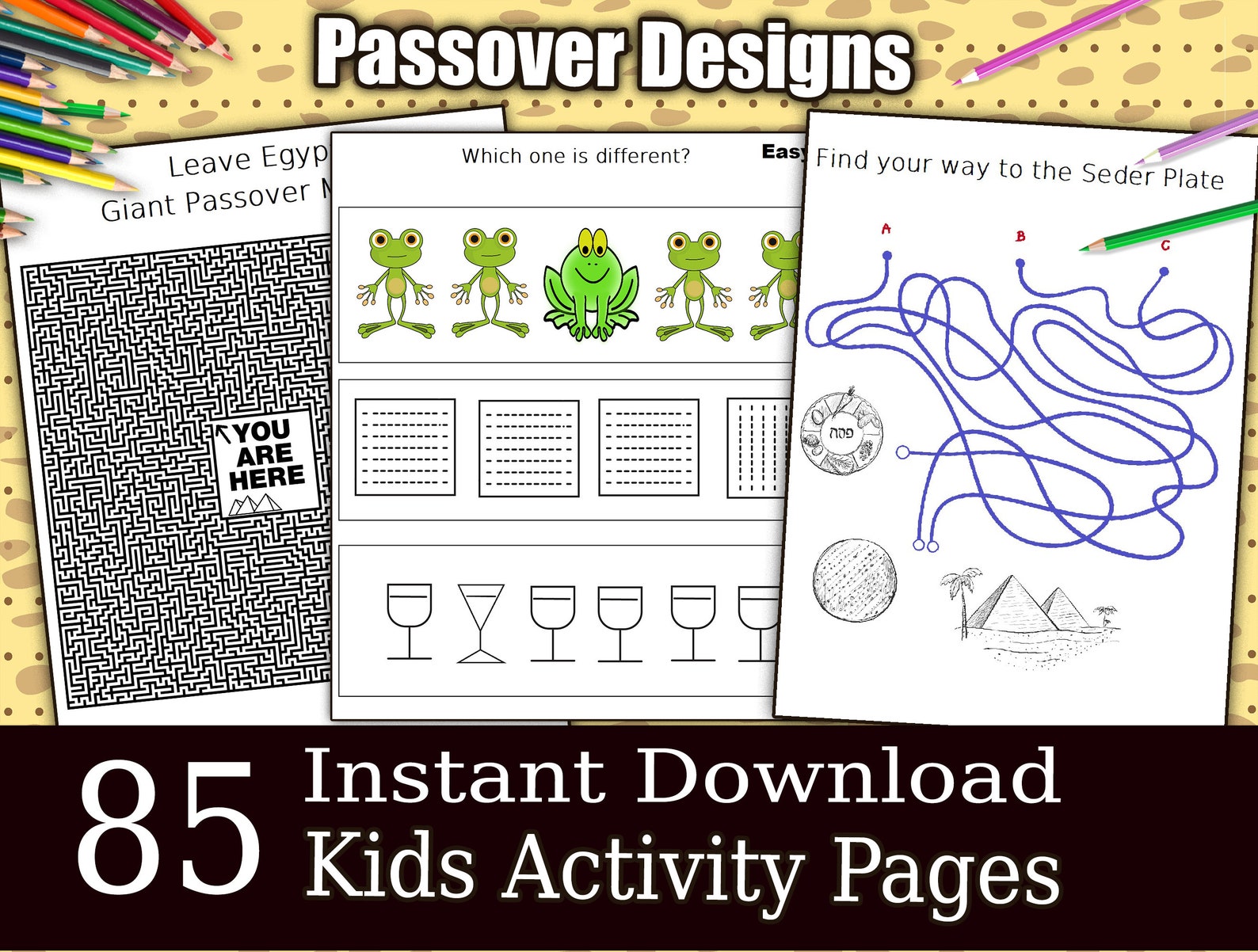 BEST VALUE 85 Passover Activity & Coloring Pages for Kids and Children ...