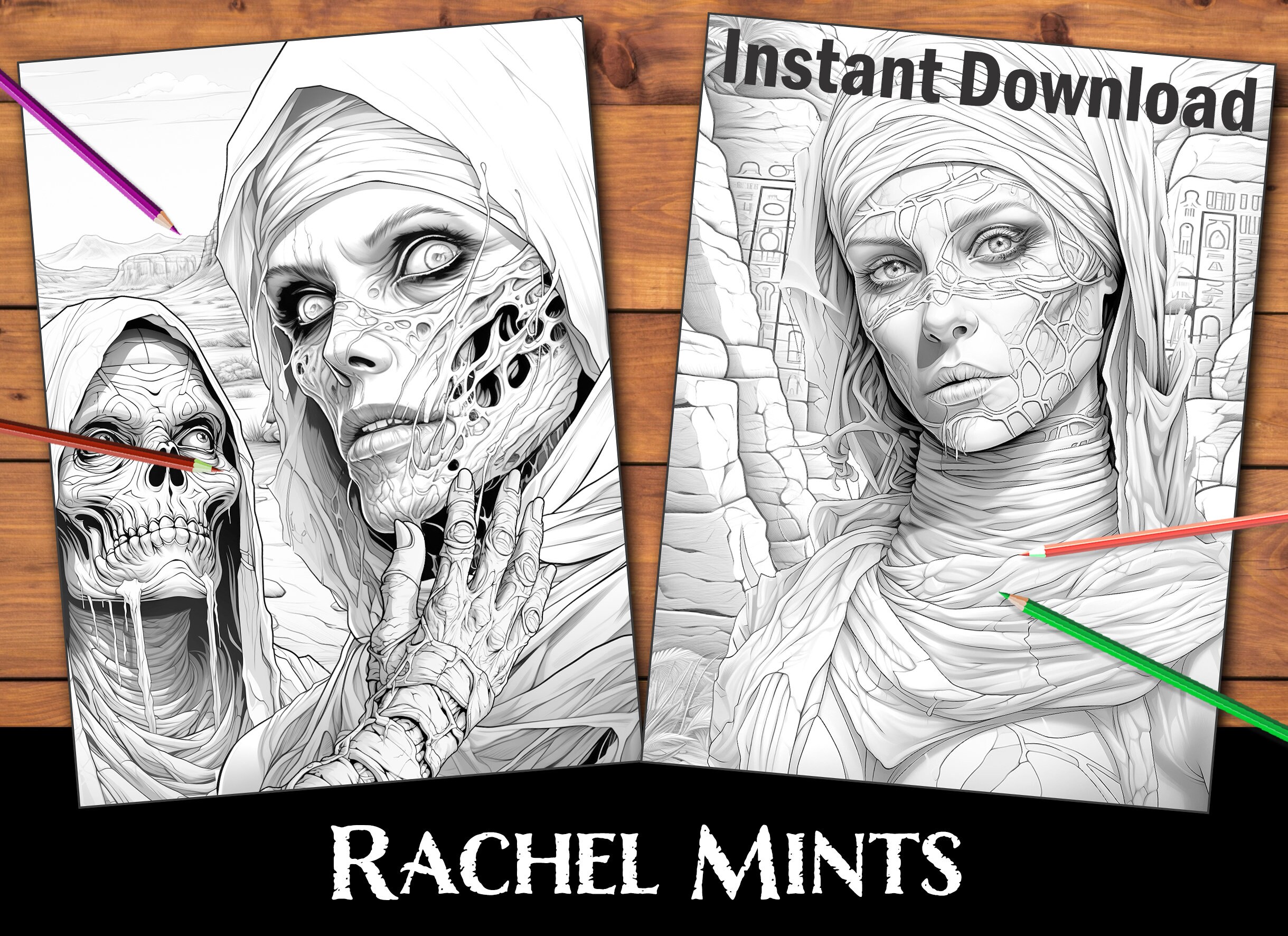 Mummies 35 Coloring Pages Ancient Egypt Crypt Horror Creepy - Etsy